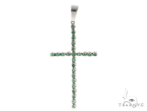 Emerald Silver Cross Crucifix Chain Set 49160