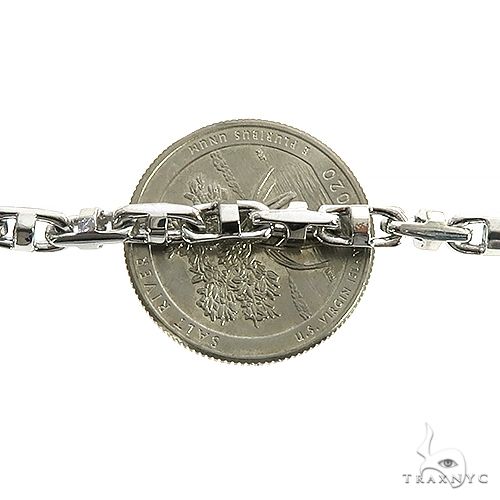 18K White Gold Solid Fancy Link Chain 30 Inches 4.2mm 67156