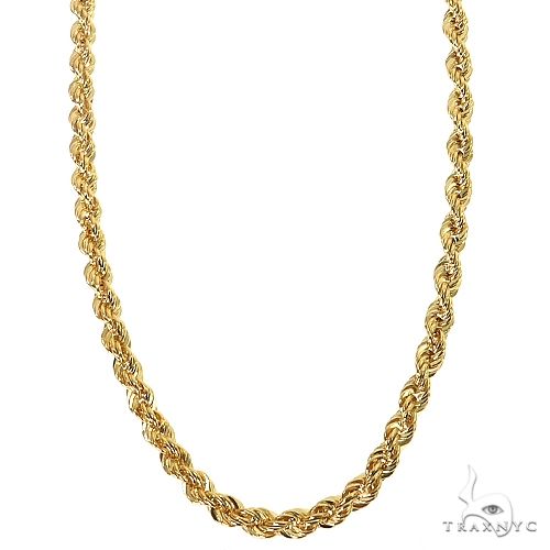14K Yellow Gold Hollow Rope Chain 22 Inches 4.9mm 70168